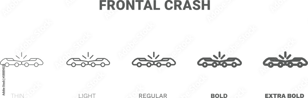 frontal crash icon. Thin, regular, bold and more frontal crash icon ...