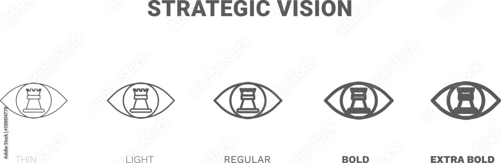 strategic vision icon. Thin, regular, bold and more style strategic ...