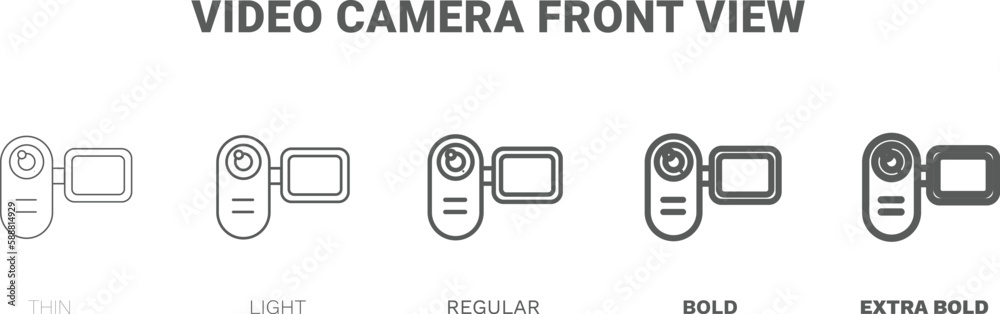 video camera front view icon. Thin, regular, bold and more style video ...