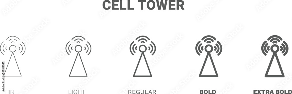 cell tower icon. Thin, regular, bold and more style cell tower icon ...