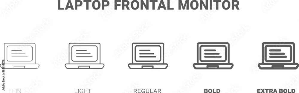 Vetor de laptop frontal monitor icon. Thin, regular, bold and more ...