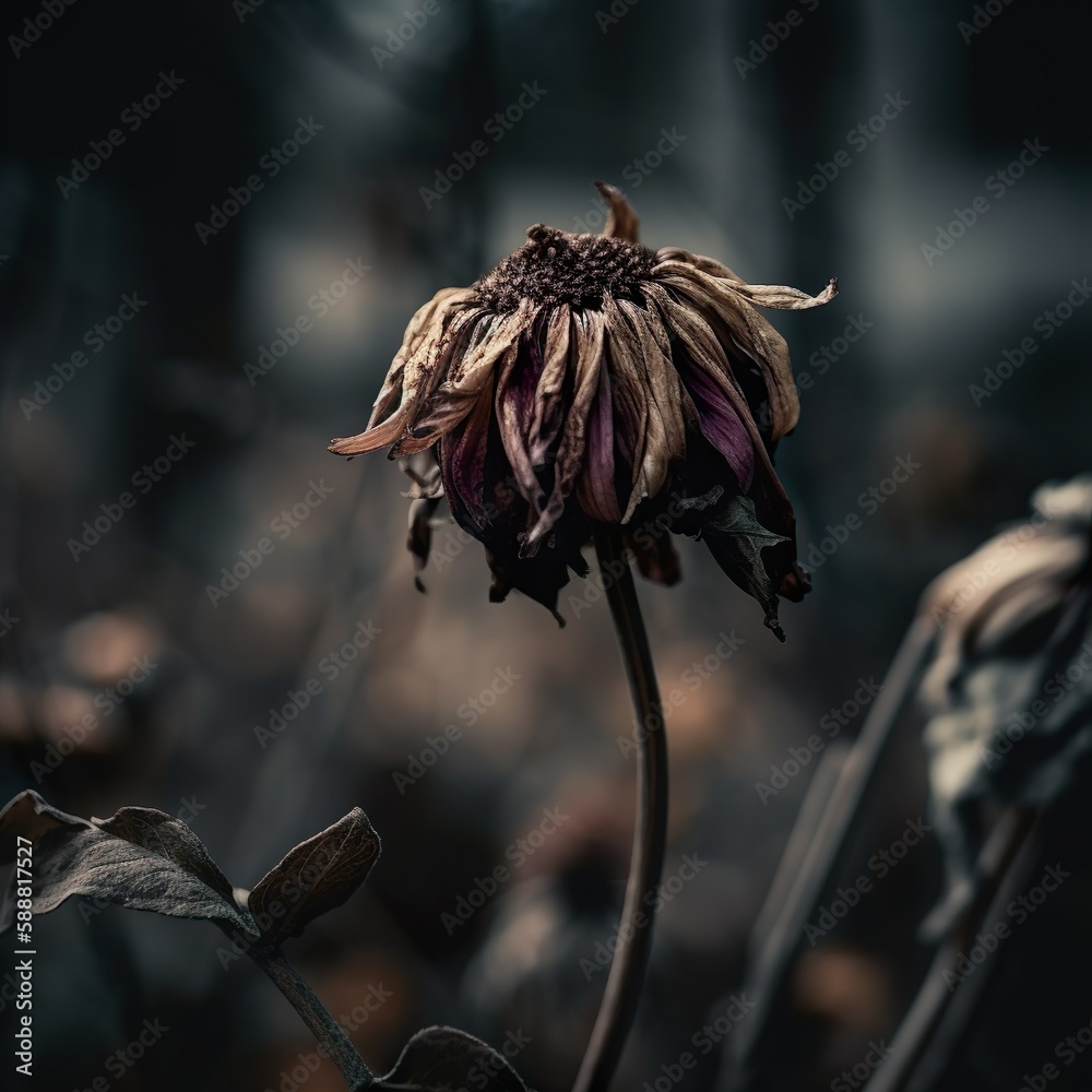Wilted plant, with realistic textures and colors that capture the ...