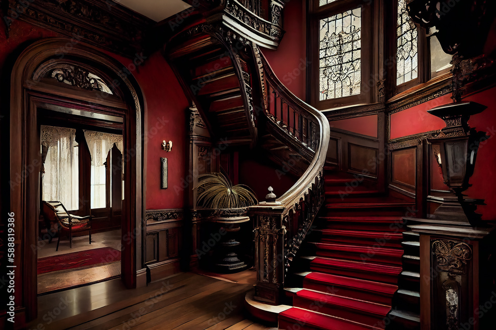 Elegant Gothic Exclusive Room with Red and Black Color Scheme and ...
