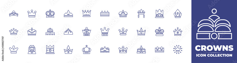 Crowns line icon collection. Editable stroke. Vector illustration ...