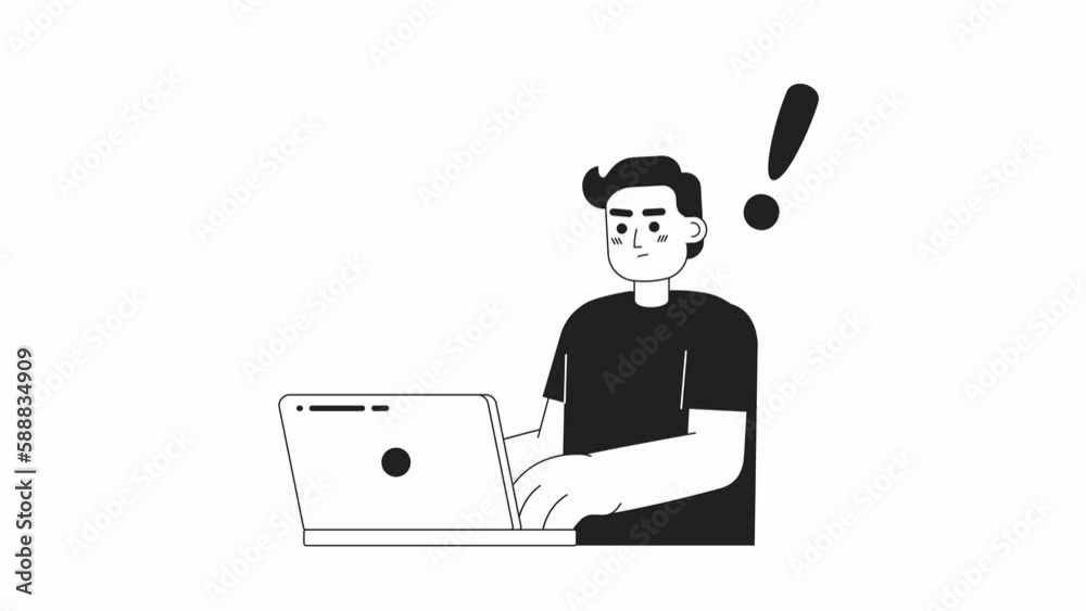 Animated Mono Male Programmer Job Problem Solving Coding Thin Line