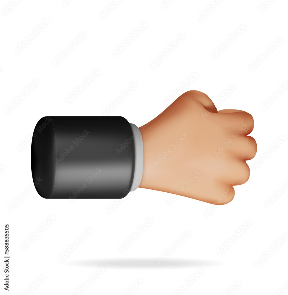 3D Hand Fist Isolated on White Background. Render Hand Fist Bump ...