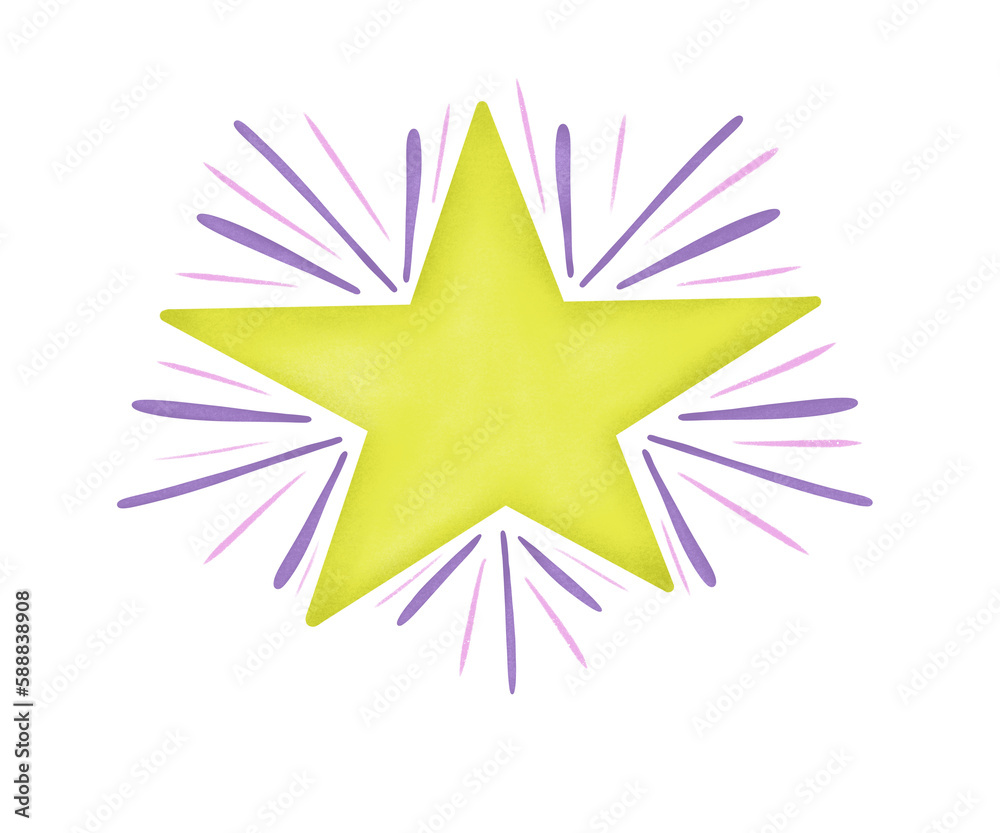 Yellow star illustration in 90s style Colorful abstract shape Png ...