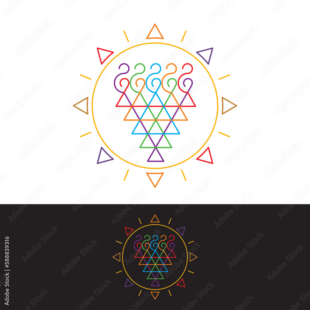 Indian Symbol of Knowledge and Wisdom saraswati Yantra and Solar Sun Stock Vector | Adobe Stock