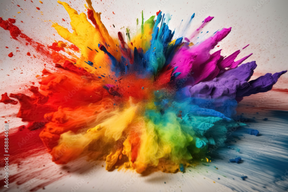 Exploding colors on a light background created with generative AI ...