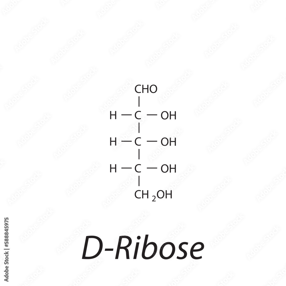Straight chain form chemical structure of D-Ribose sugar. Scientific ...