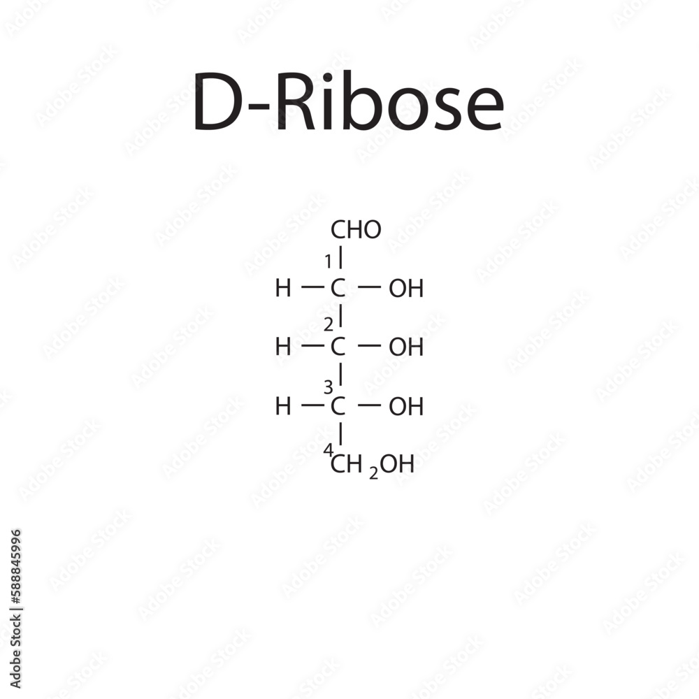 Straight chain form chemical structure of D-Ribose sugar. Scientific ...