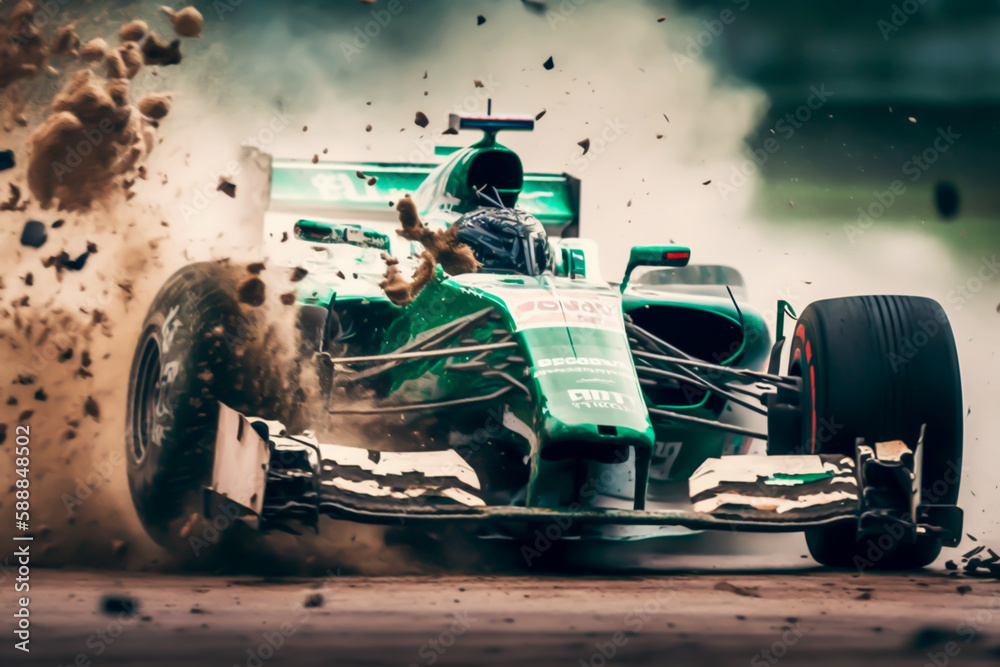 Formula 1 one car accident, concept, illustration, generative ai Stock ...