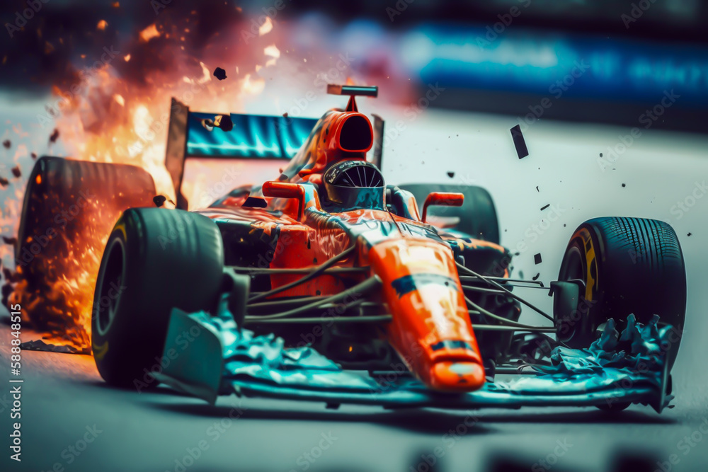 Formula 1 one car accident, concept, illustration, generative ai Stock ...