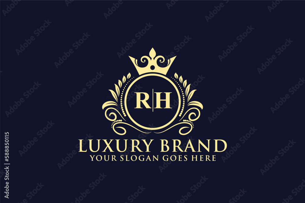 letter Initial RH elegant luxury monogram logo or badge template with ...