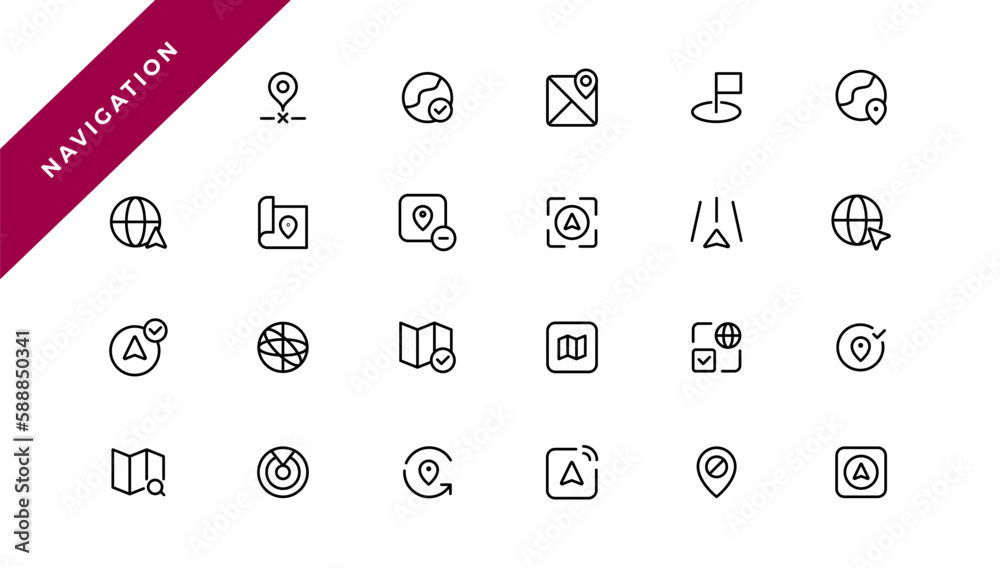 Location icons set. Navigation icons. Map pointer icons. Location ...