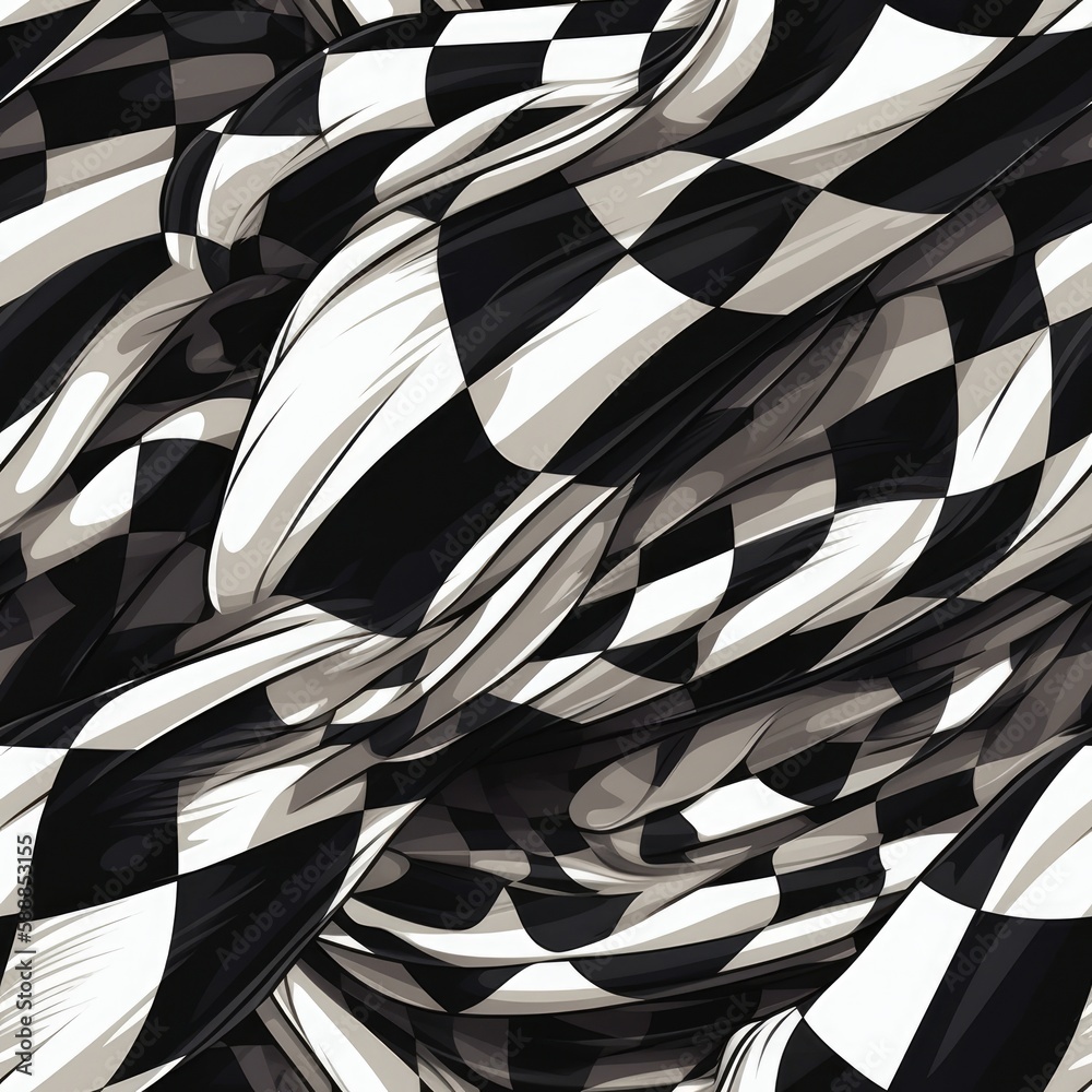 Black And White Checkered Racing Flag Waving At The Finish Line Of Race ...
