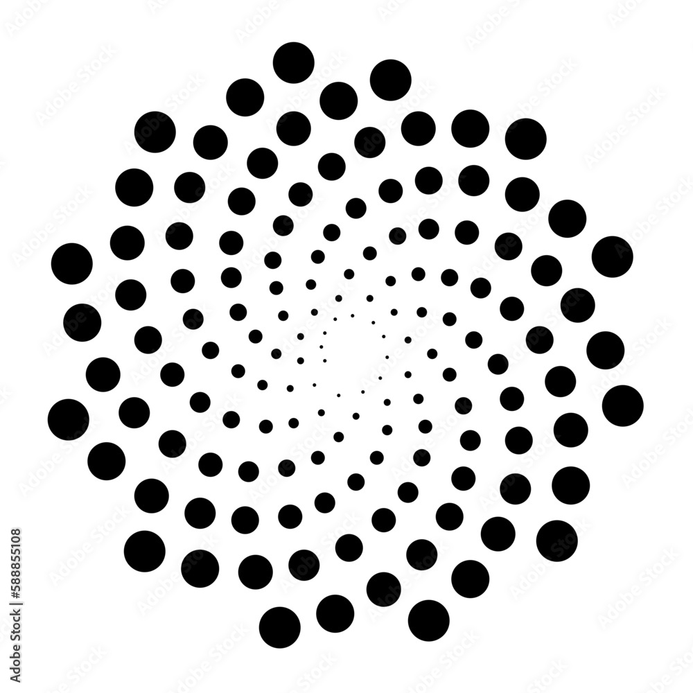 Dotted Fibonacci phyllotaxis spiral patterns in vector. Mathematical morphology - visualization ...