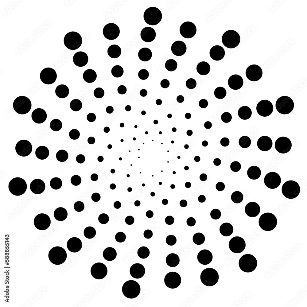 Dotted Fibonacci phyllotaxis spiral patterns in vector. Mathematical ...
