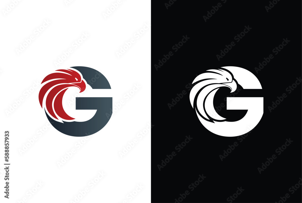 Initial G Letter Eagle Logo Icon with Creative Eagle Head. Letter G ...