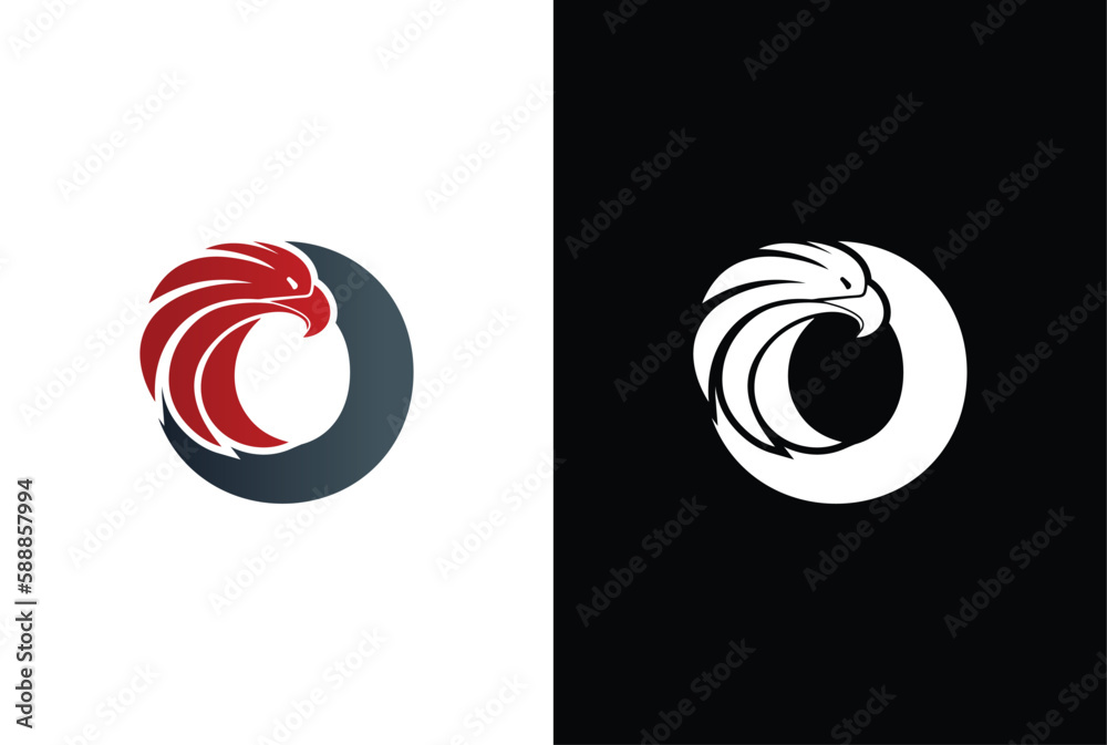 Initial O Letter Eagle Logo Icon with Creative Eagle Head. Letter O ...