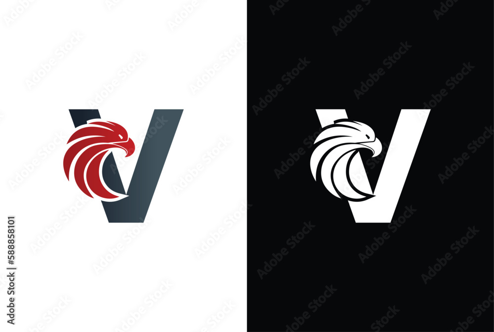 Initial V Letter Eagle Logo Icon with Creative Eagle Head. Letter V ...