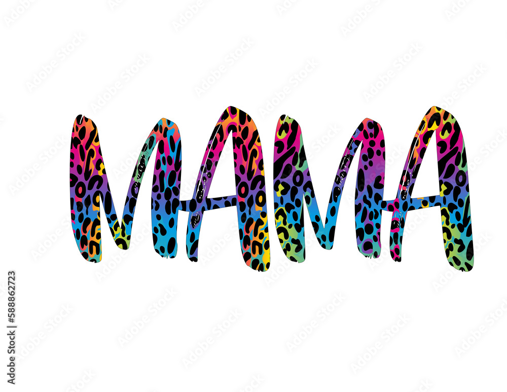 Retro leopard MAMA lettering vector file, Hand drawn lettering phrase ...