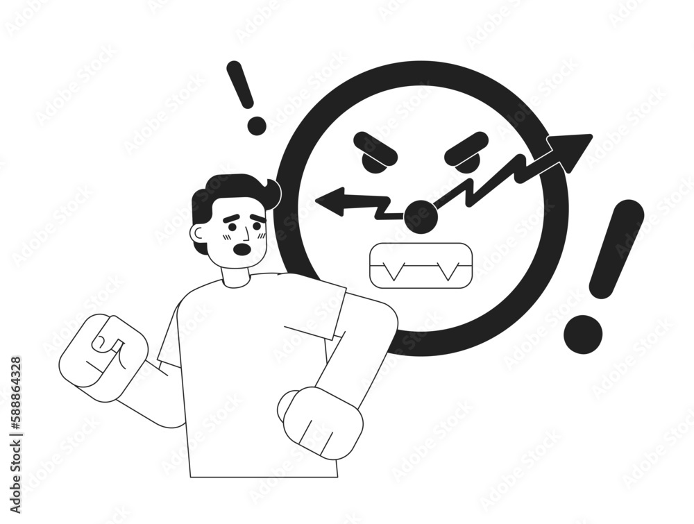 Freelancer missing upcoming deadline black and white concept vector ...