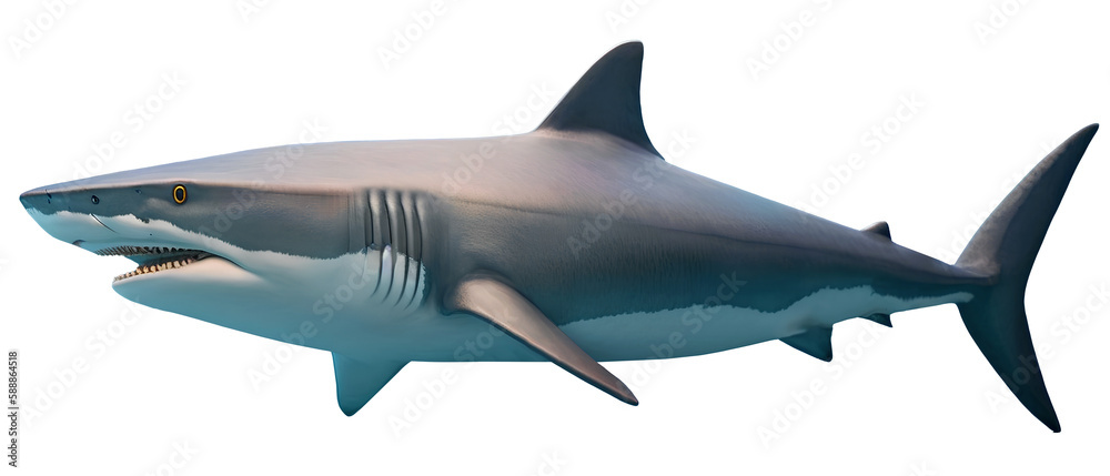 Shark, side view, isolated background. Generative Ai Stock Illustration ...