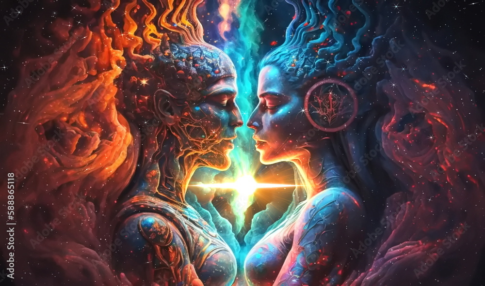 man and woman silhouette ,gender identity esoteric human concept ...