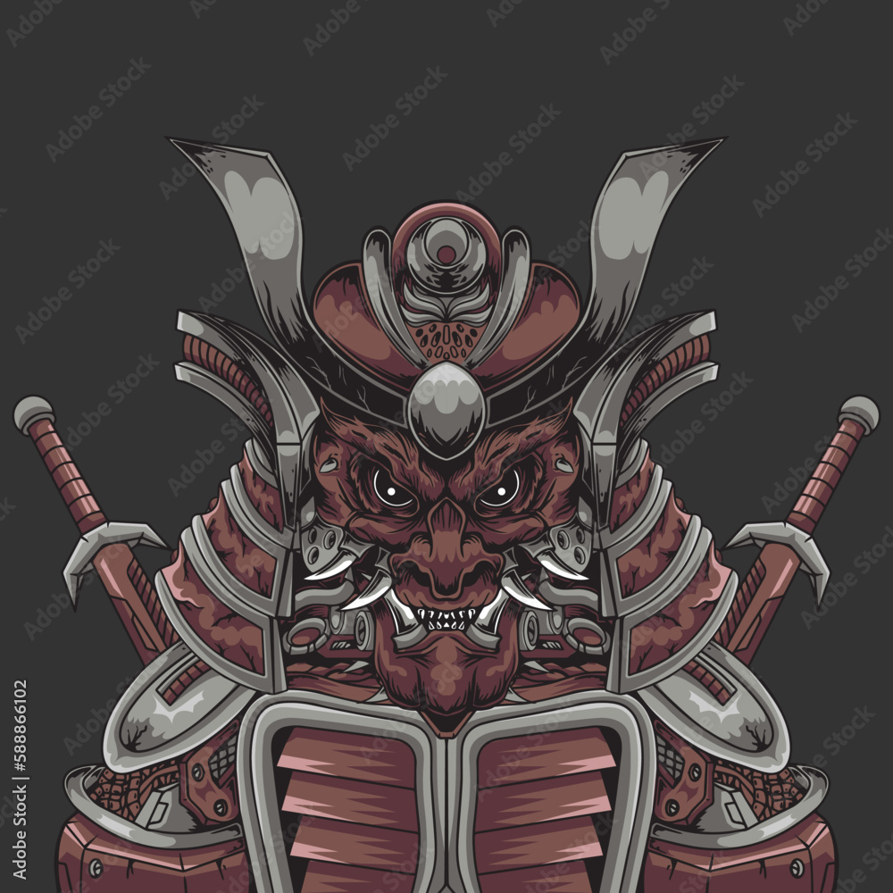 Mecha Robot Samurai Head Illustration Design That Will Make You Stand ...