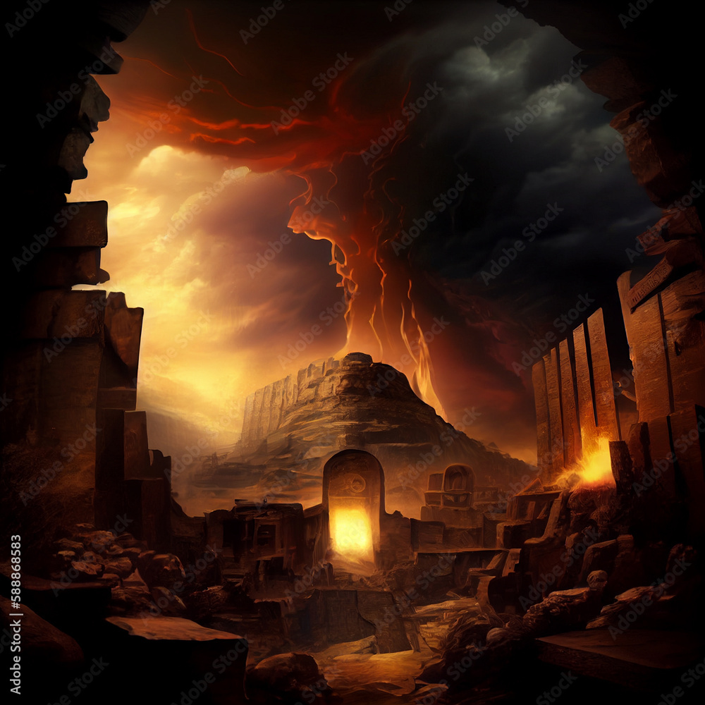 Gomorrah and Sodom destroyed by god, rain of sulfur and fire, story of ...