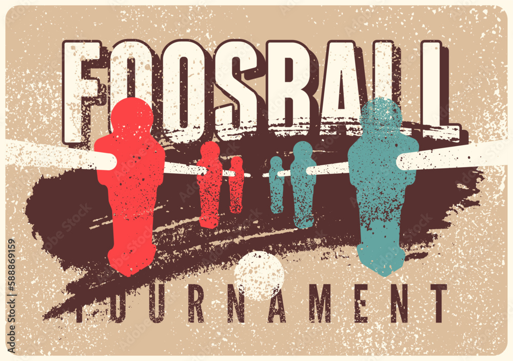 Foosball Table Soccer Tournament typographical vintage grunge style ...