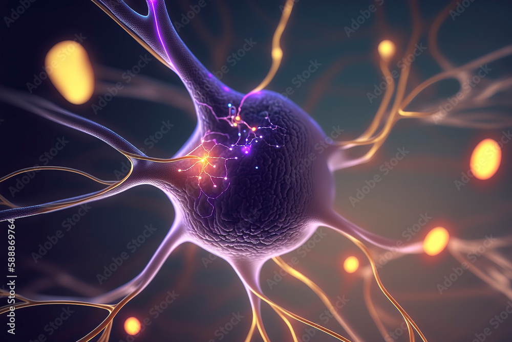 Neuronal network with electrical activity of neuron cells, neurons and ...