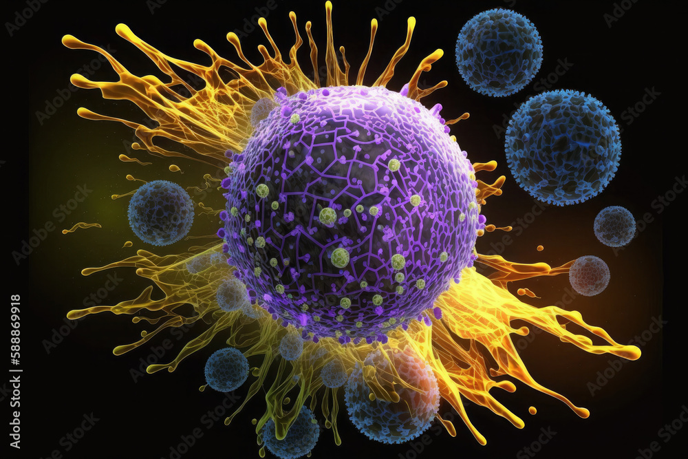 AI generated medical illustration of virus bacteria microbe cancer cell ...
