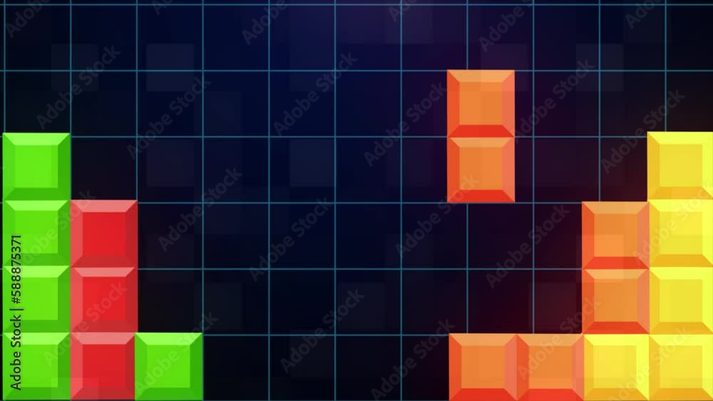 Kids Classic Puzzle Brick Animation, Tetris Block Falling Game,Colorful ...