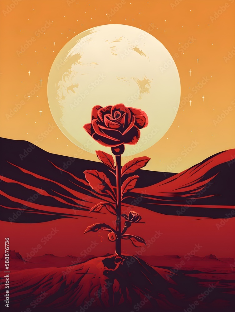Red rose flower on planet of mars, ray bradbury martian chronicles ...