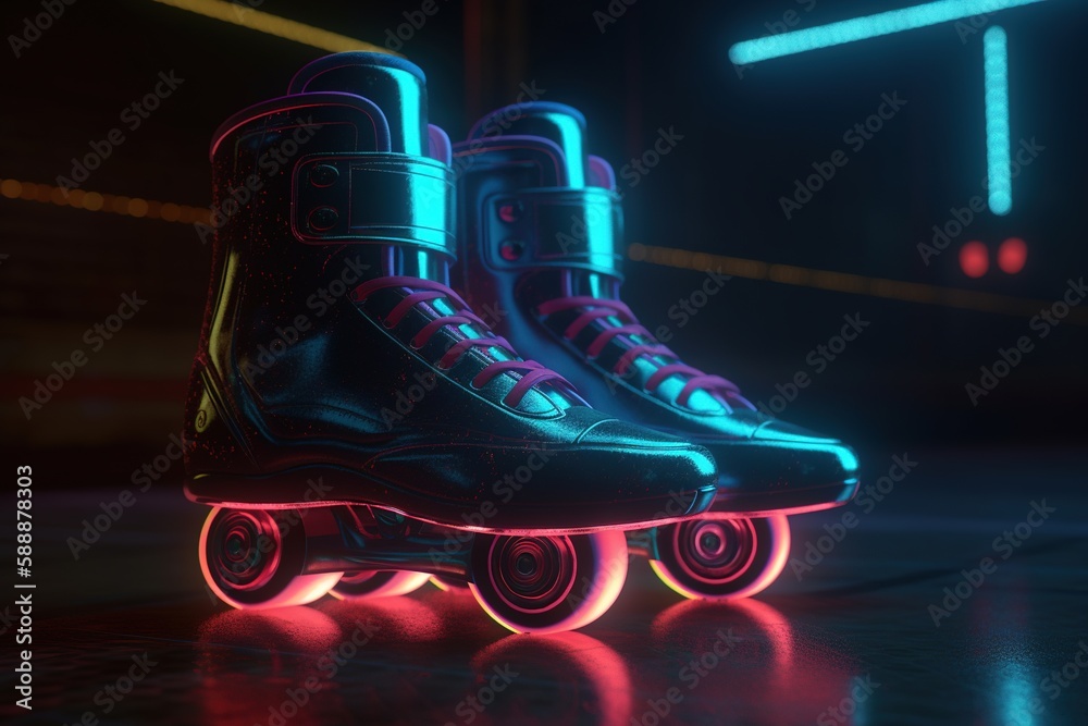 Generative AI, Roller skate in cyberpunk style, disco nostalgic 80s ...