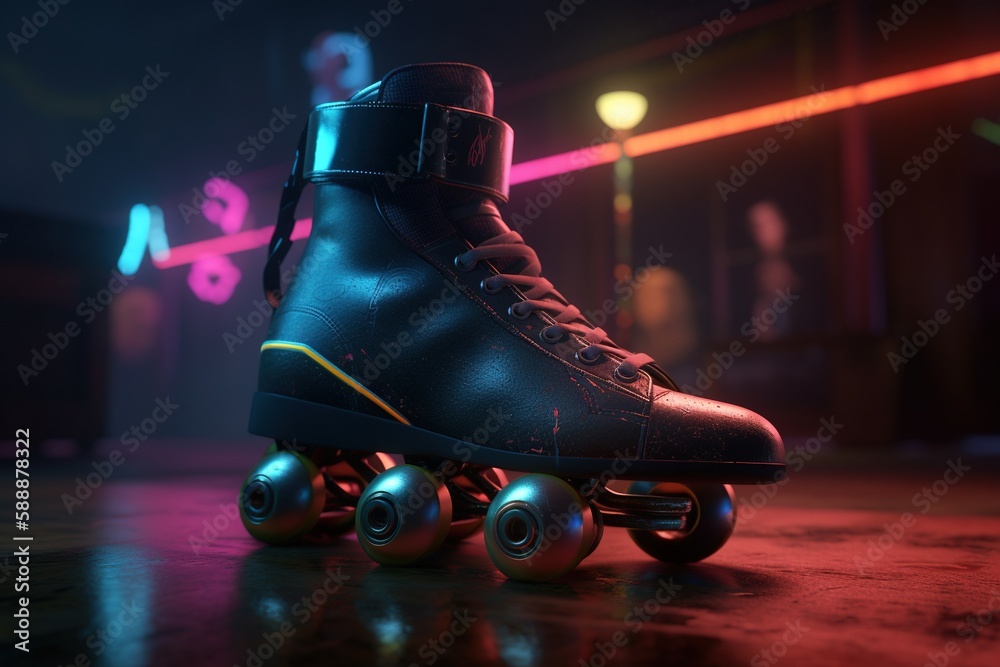 Generative AI, Roller skate in cyberpunk style, disco nostalgic 80s ...