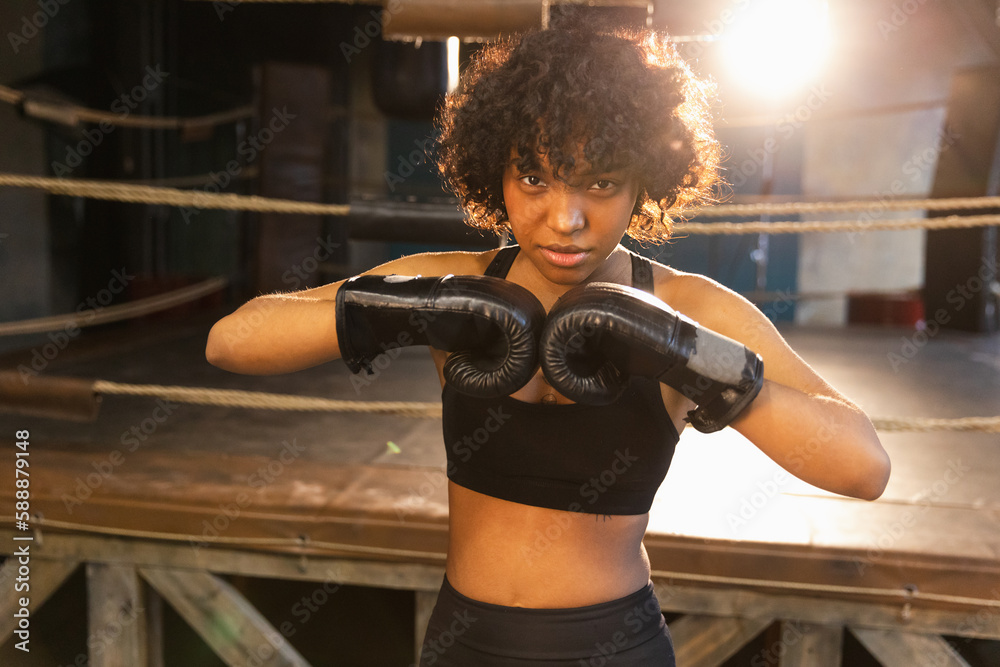 Outcry independent girl power. Angry african american woman fighter ...
