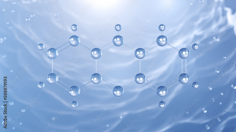 acridine molecular structure, 3d model molecule, nitrogen heterocycle ...