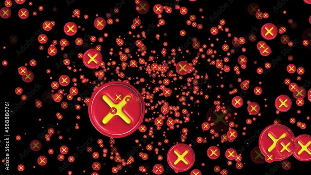 animated particle of cross check mark icon button and no or wrong ...