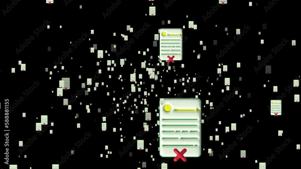 animated particle of cross check mark icon button and no or wrong symbol on reject cancel sign ...