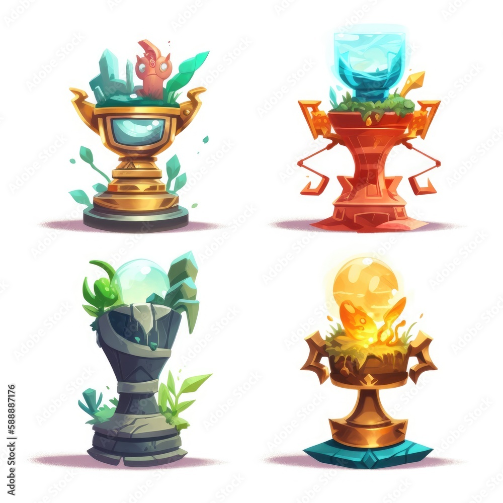 game asset - trophy and awards - Illustration Created with Generative ...