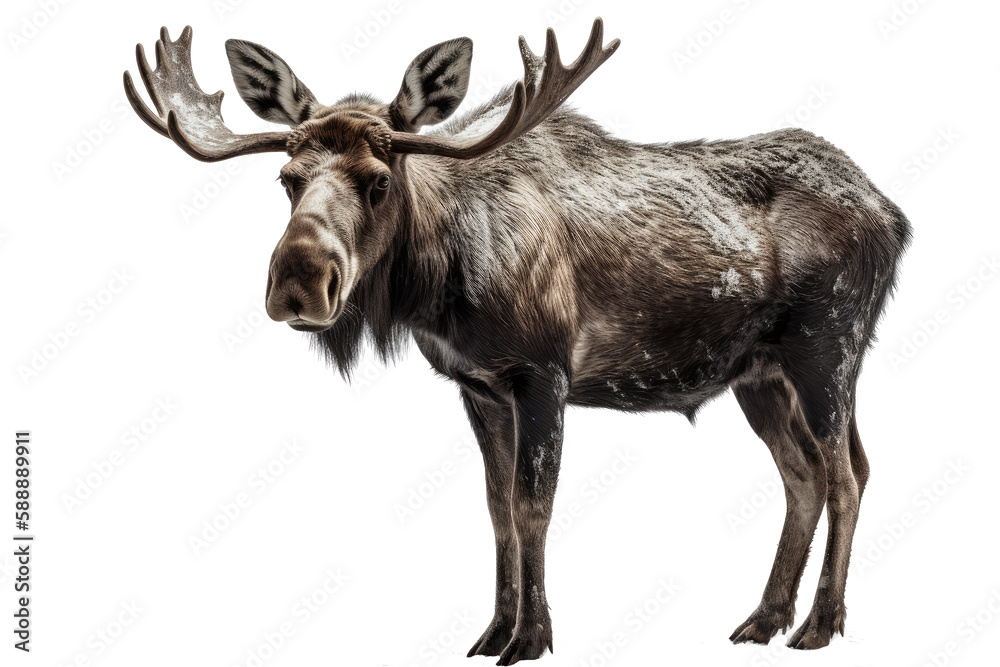 Snowy Moose with Transparent Background, AI Generative Stock ...