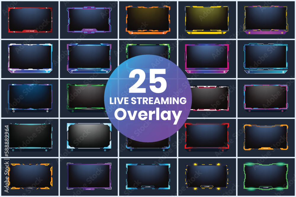Live streaming overlay bundle design with futuristic neon effects ...
