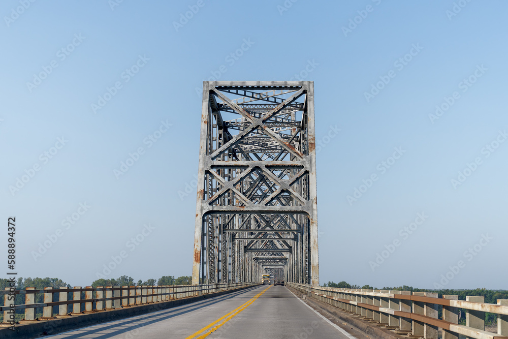 Driving across the Cairo Ohio River Bridge over the Ohio River from ...