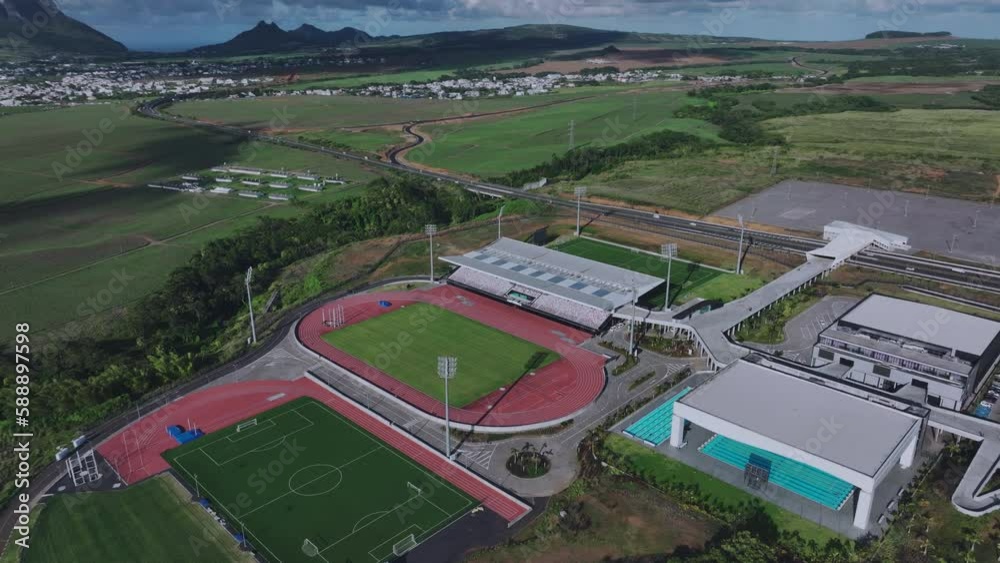 Sports Complex And Stadiums In Mauritius, Aerial View Stock ビデオ | Adobe ...