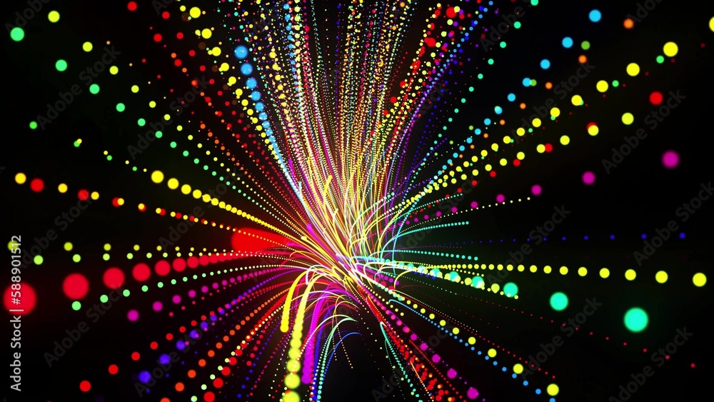 3d render. Abstract 3d background with glowing particles lined up in a ...