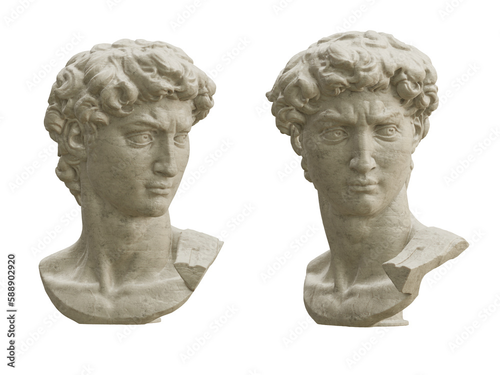 Bust of Michelangelo’s David statue isolated on transparent background ...