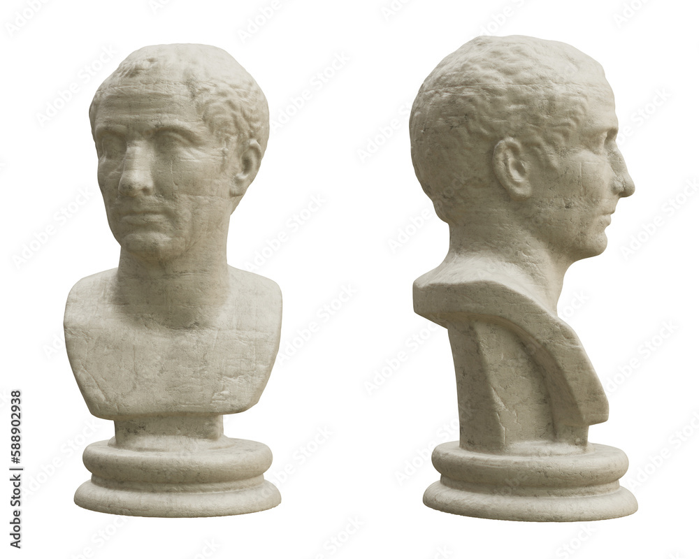 Bust of Julius Caesar isolated on transparent background. 3D rendering ...